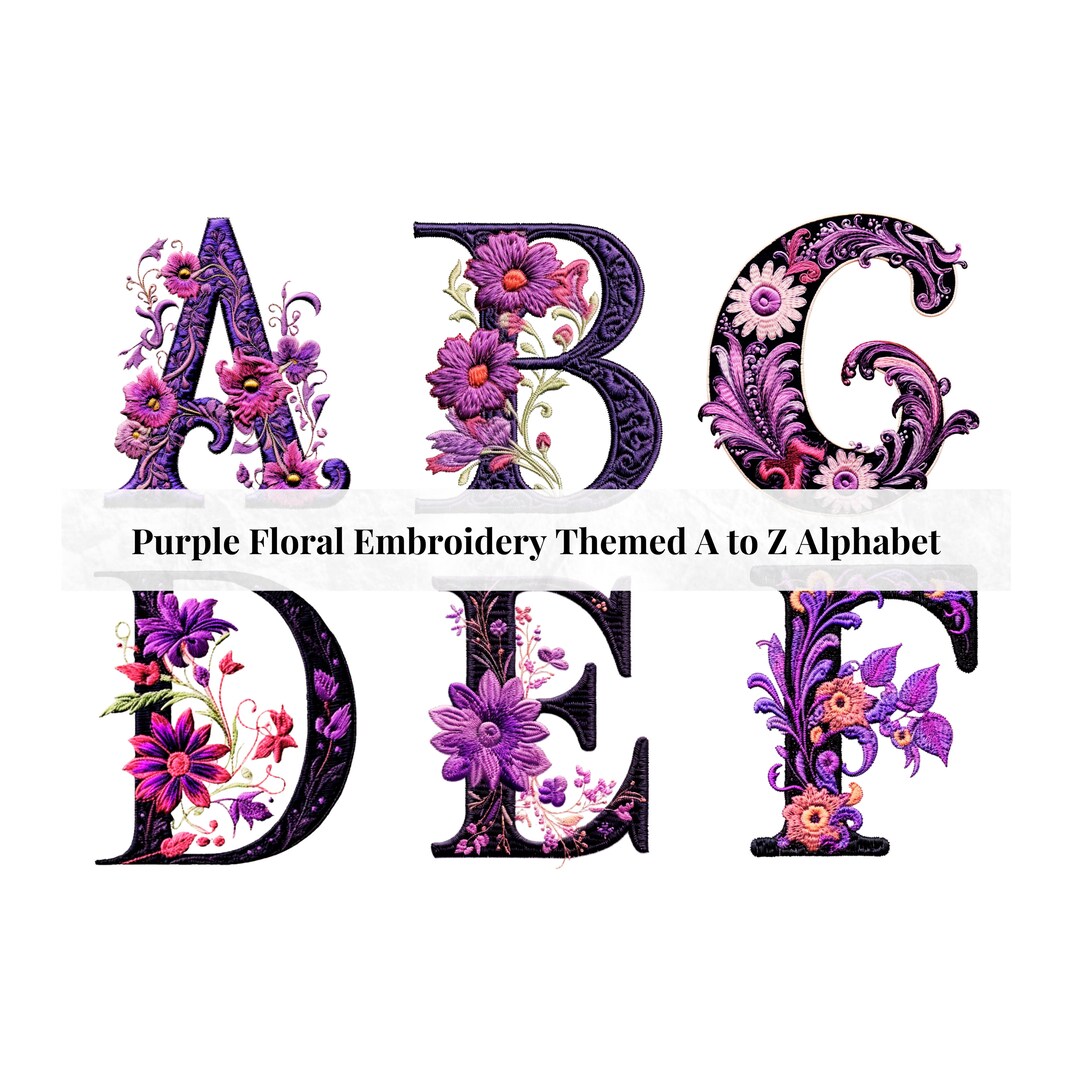 Flower Clipart Alphabet Letters PNG Files for Floral Digital Download ...