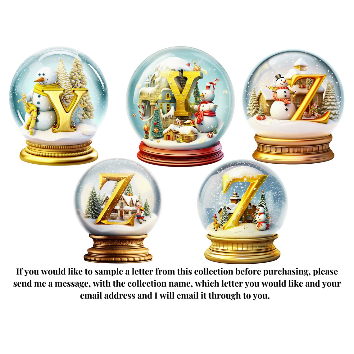Snow Globe Alphabet Clipart: Christmas PNG Letters (digital Download ...