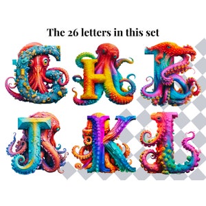 Octopus Printable Alphabet Letters and Numbers for Under the Sea ...