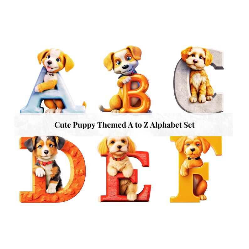 Dog Clipart Animal Alphabet Letters PNG for Instant Download Digital ...