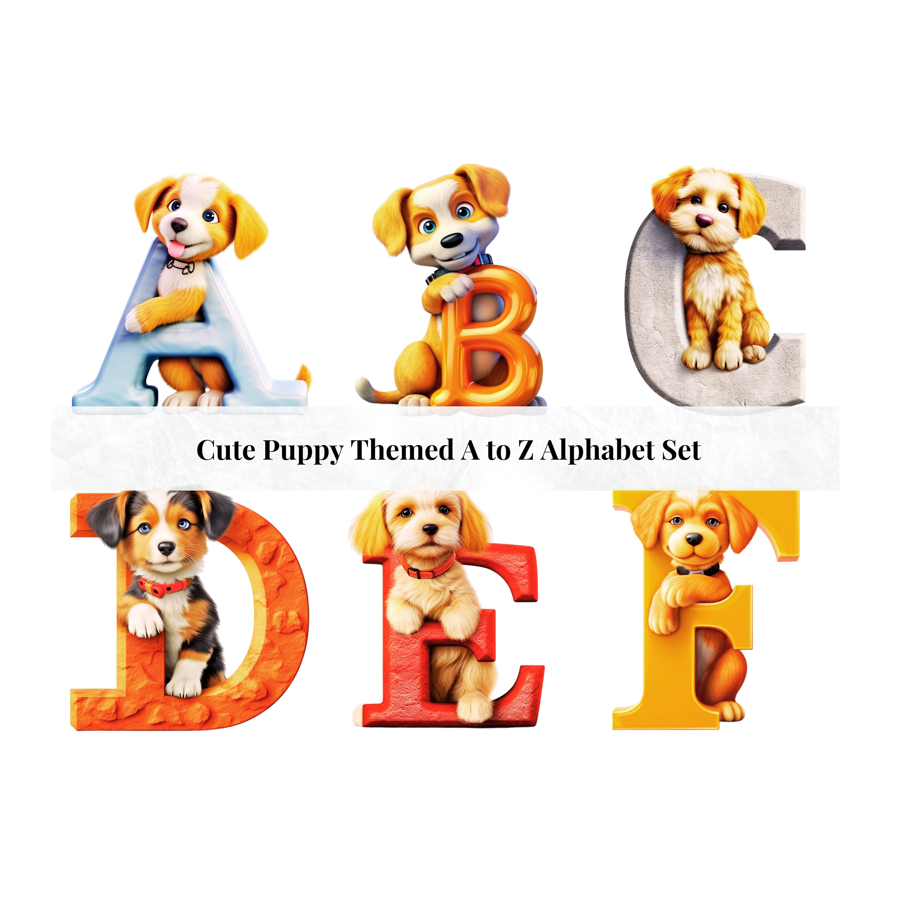 Dog Clipart Animal Alphabet Letters PNG for Instant Download Digital ...