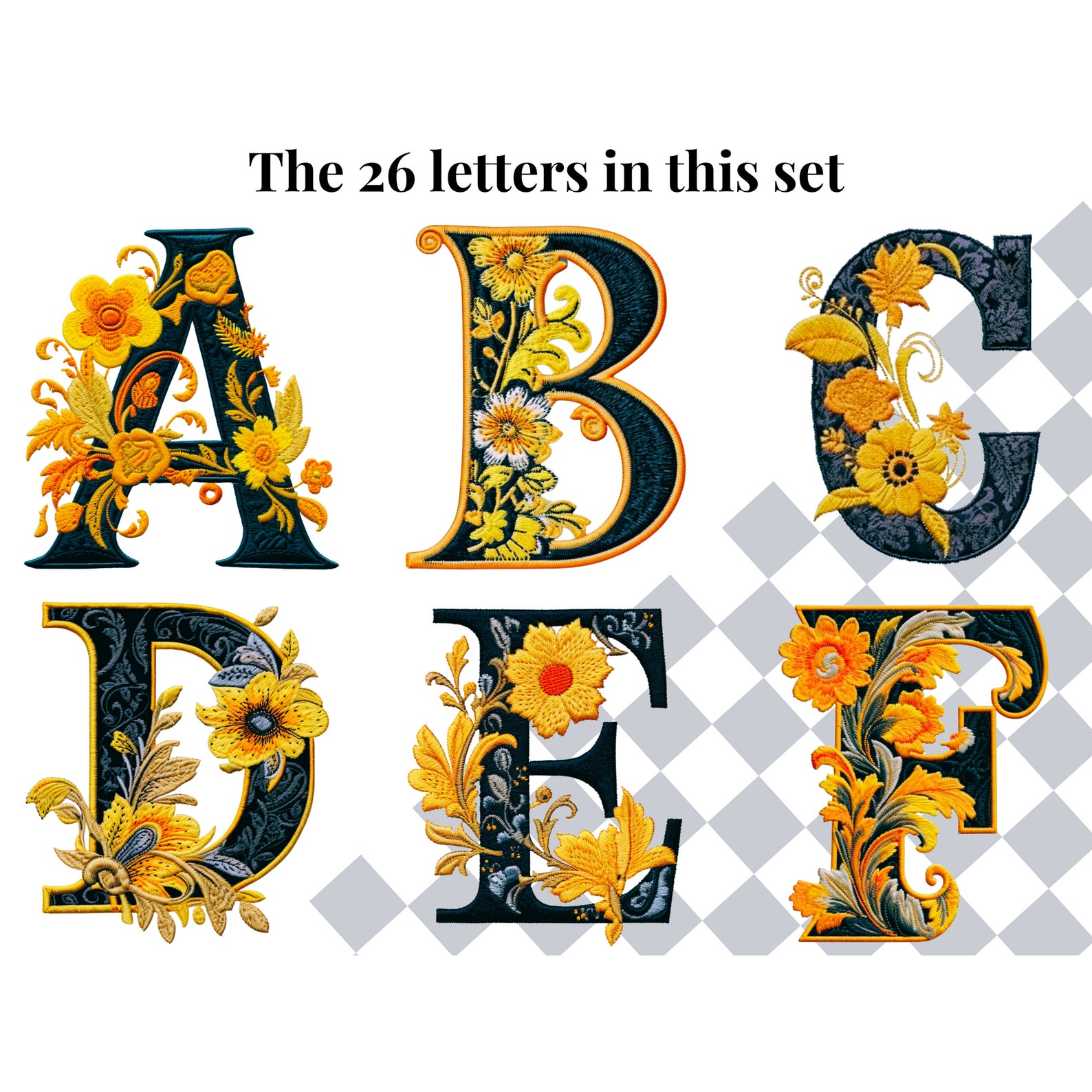 Flower Clipart Alphabet Letters PNG Files for Floral Digital Download ...