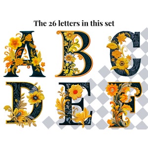 Yellow Flower Letters | PNG Floral Alphabet Images | Botanical Fonts ...