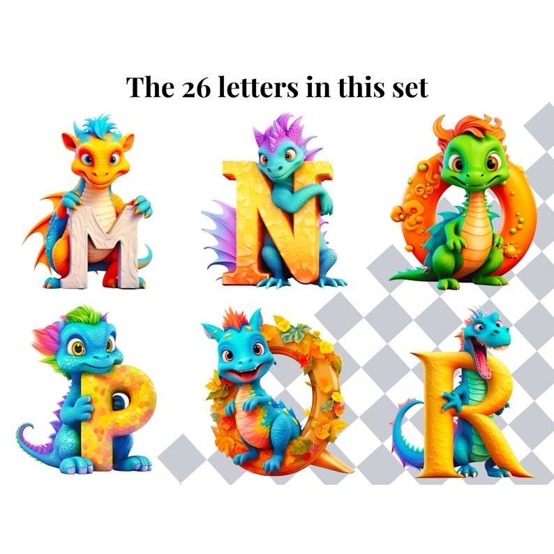 Dragon Clipart Instant Download Clipart Letters for Animal Alphabet ...