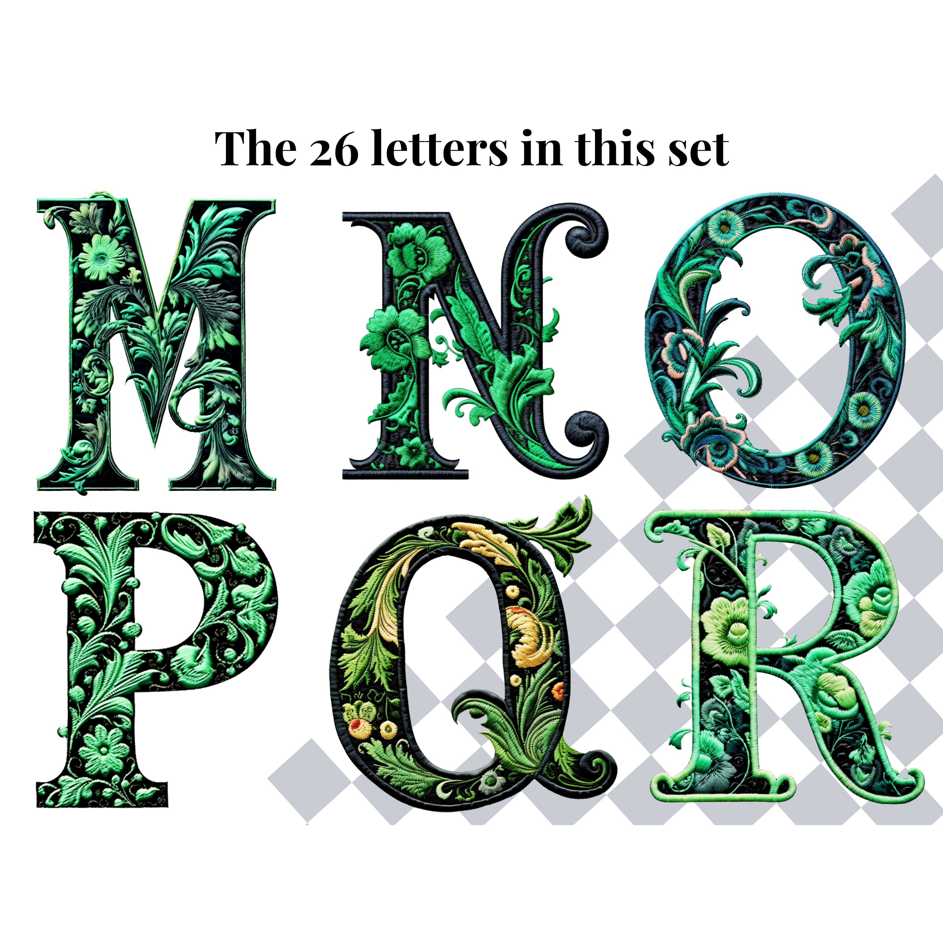 Floral Clipart Alphabet Letters PNG Files for Flower Digital Download ...