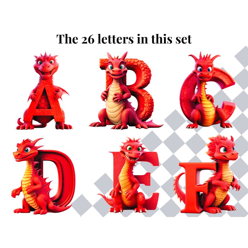 Dragon Clipart Alphabet Letters PNG for Animal Alphabet Decorative ...