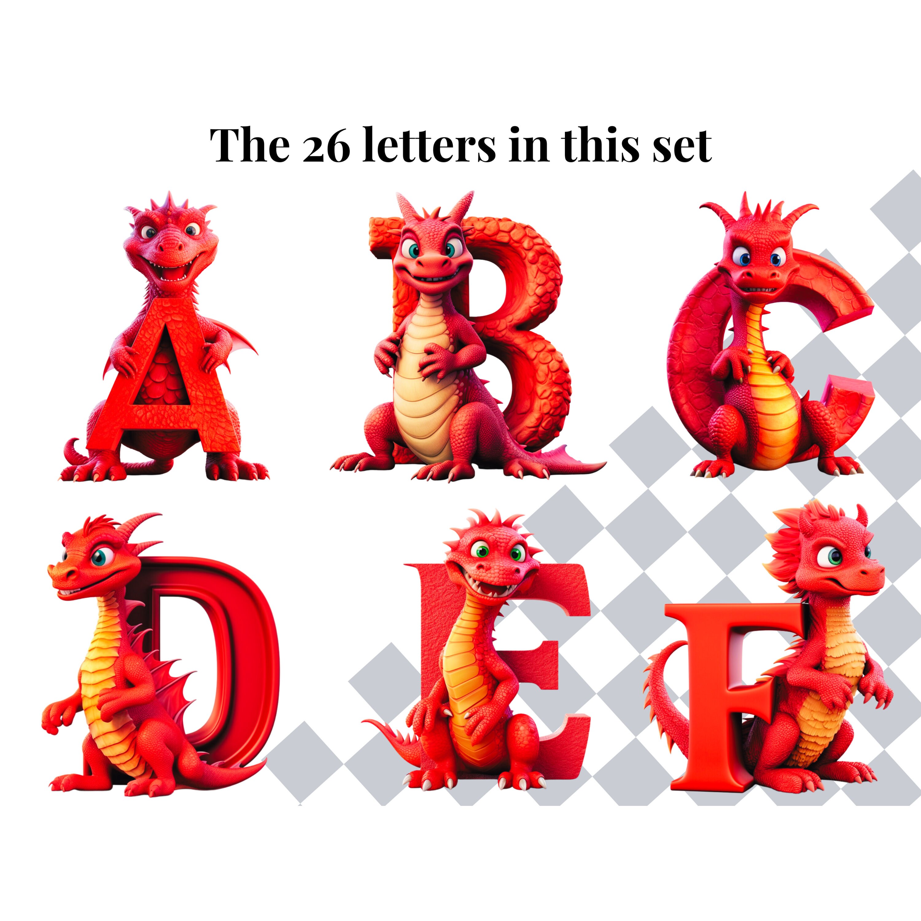 Dragon Clipart Alphabet Letters PNG for Animal Alphabet Decorative ...