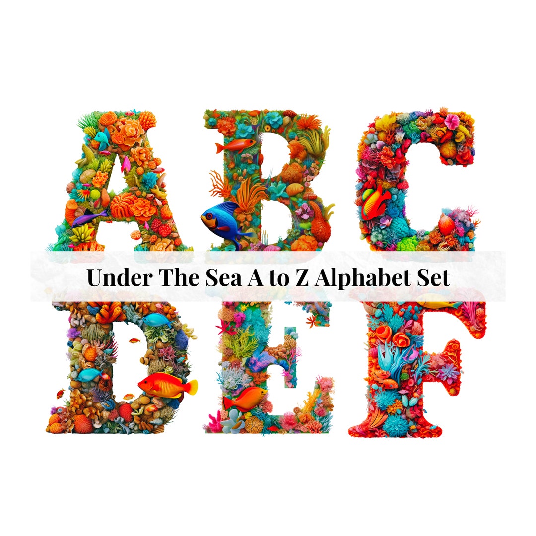 Buy Under the Sea Clipart Alphabet Letters for Commercial Use Font ...