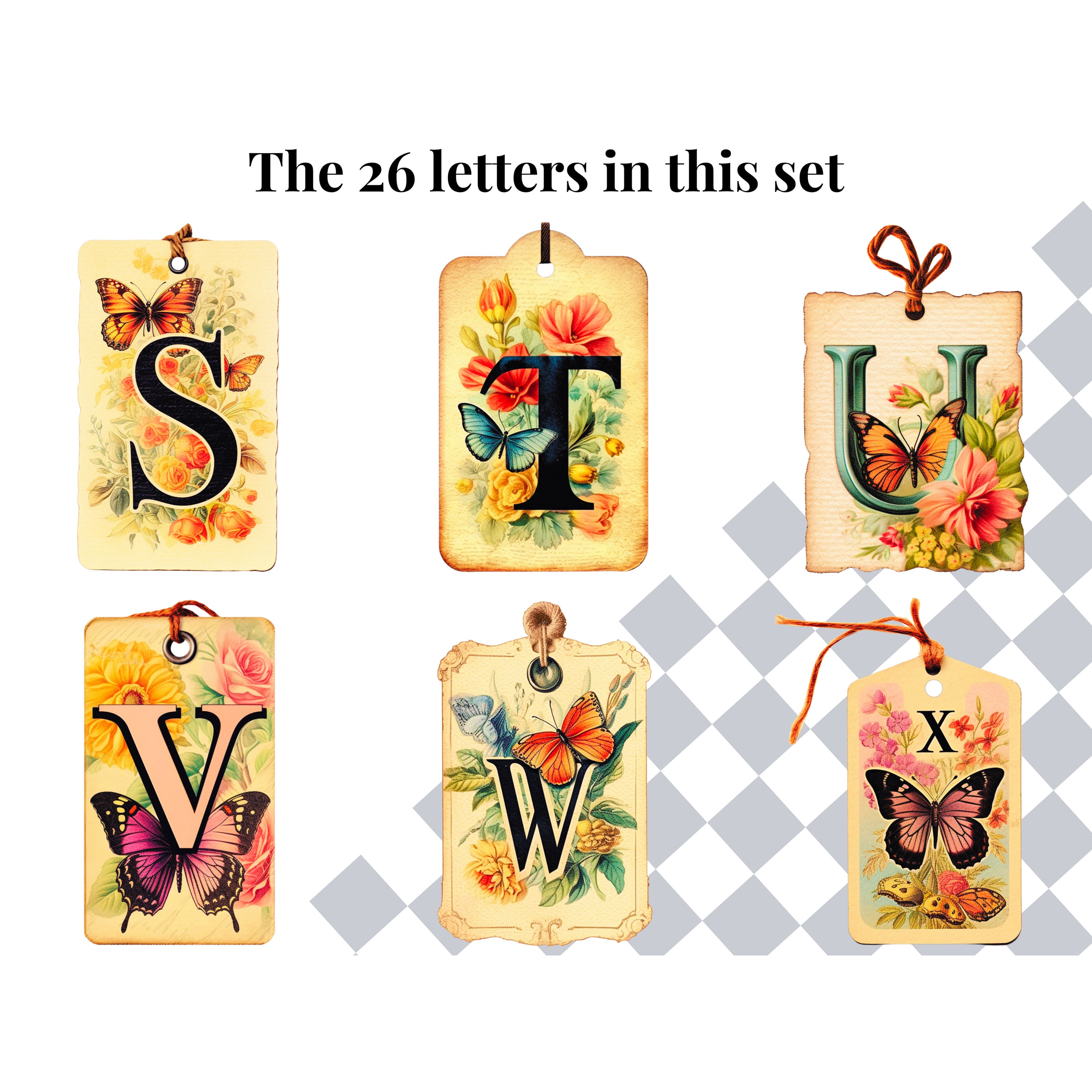 Butterfly Clipart Alphabet Letters PNG Files for Butterflies - Etsy