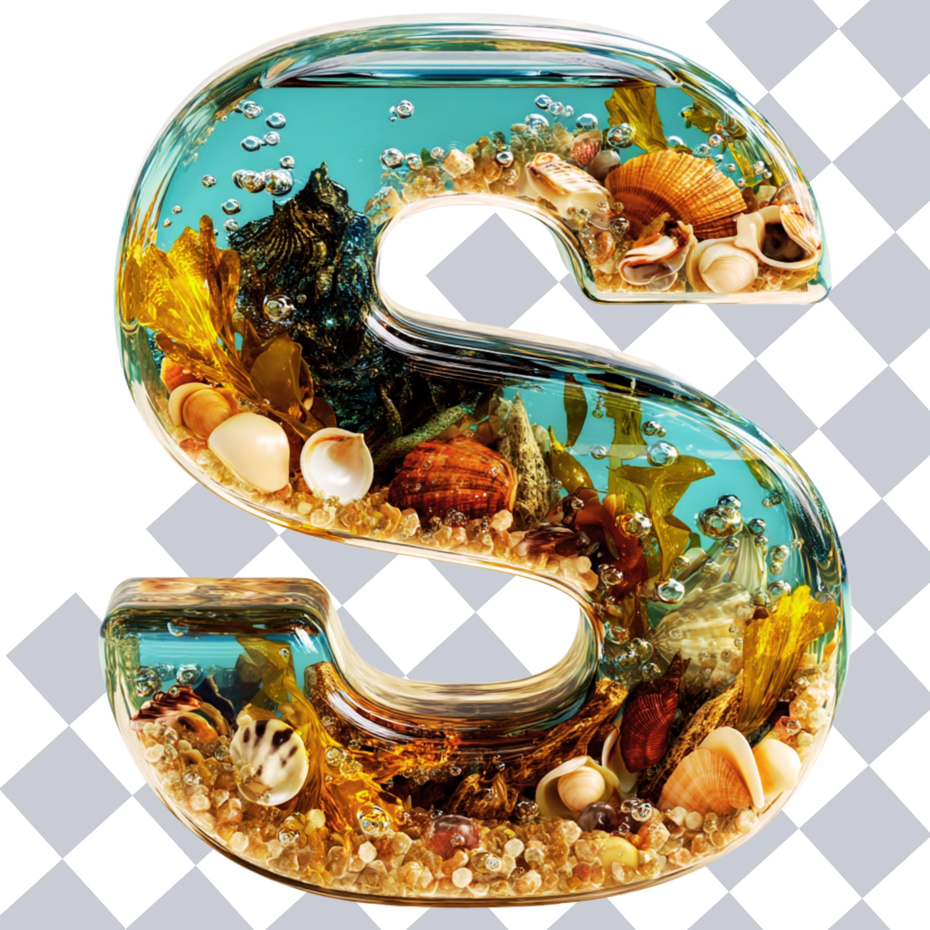 Under the Sea Alphabet Clipart: Nautical Sea Life Letters (PNG Digital ...
