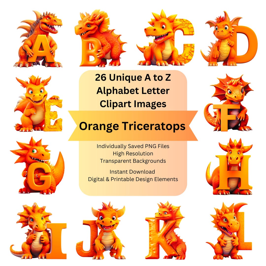 Dinosaur Alphabet Letter Set | Dinosaur Clipart Alphabet Letters ...