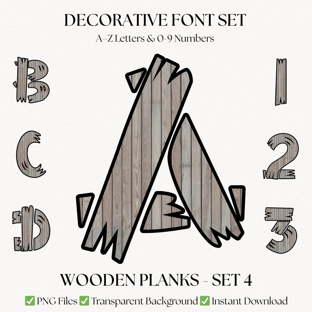 Rustic Wood Fence Alphabet Bundle | Farmhouse Letters & Numbers | PNG ...