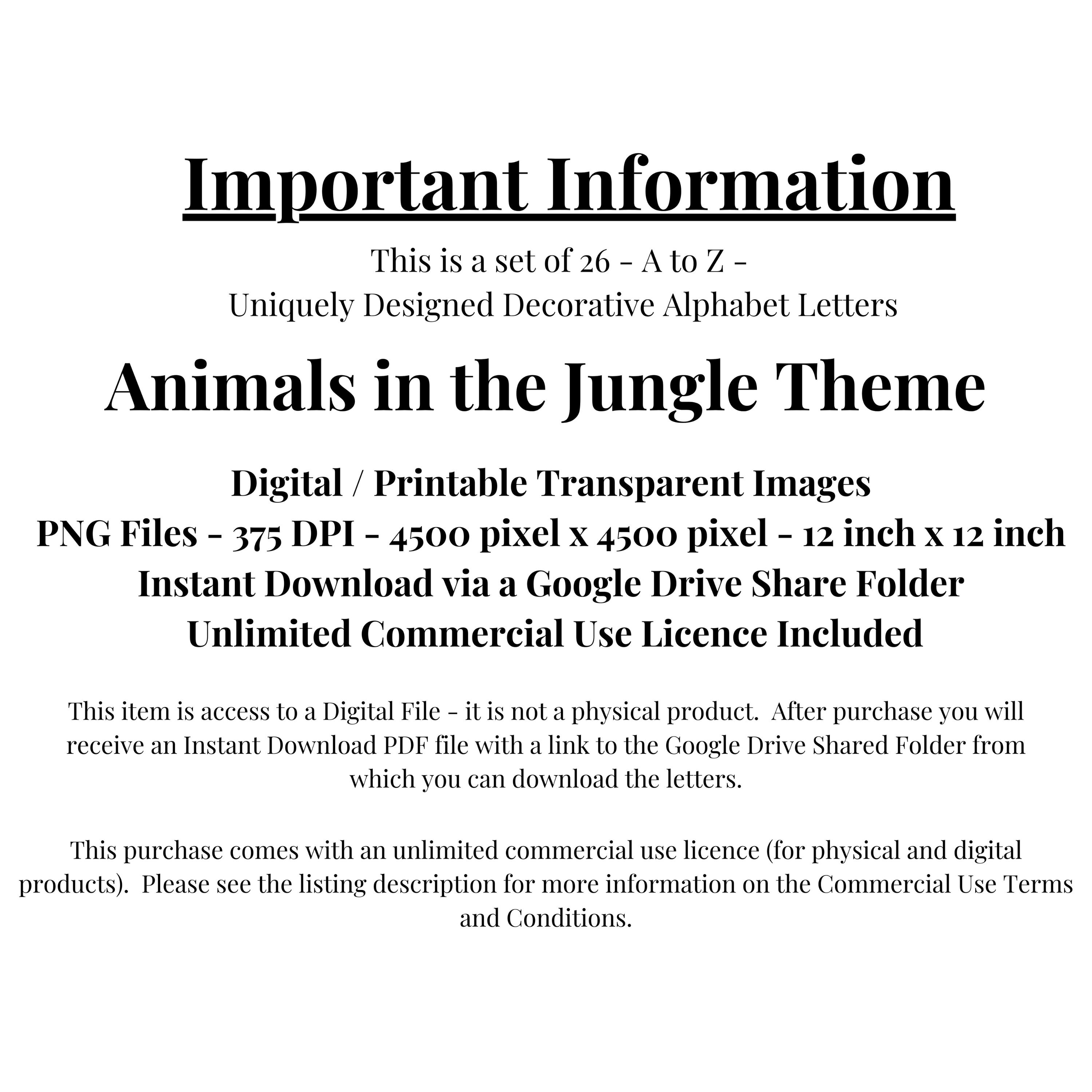 Jungle Animal Alphabet Clipart Commercial Use Digital Art for Banners ...