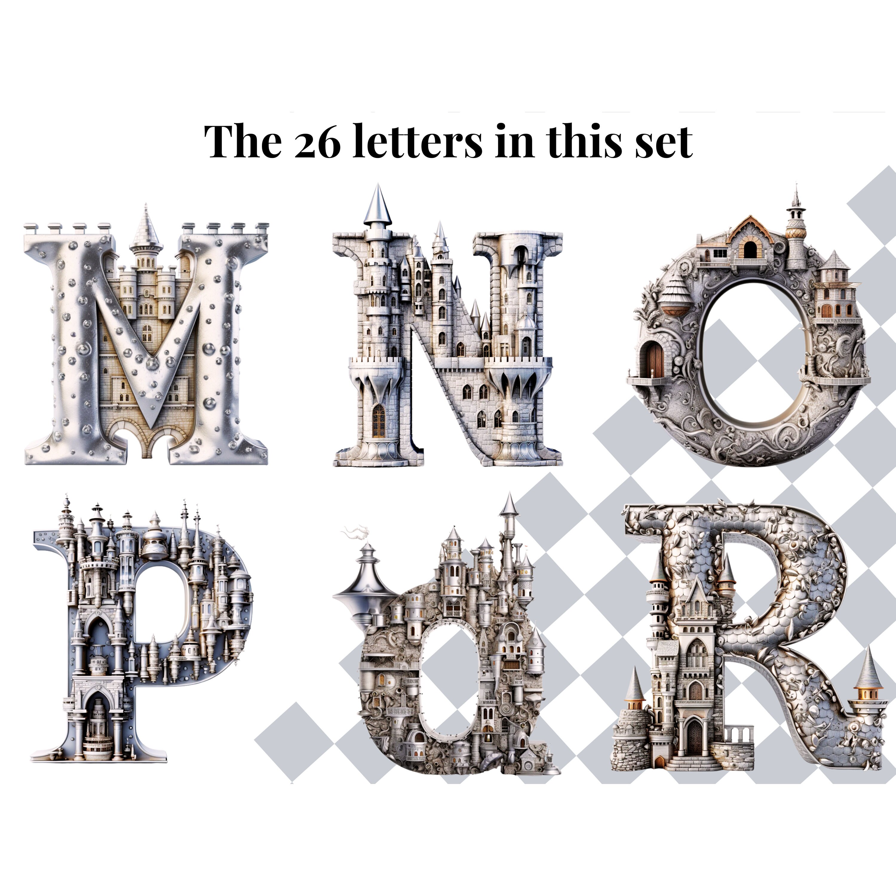 Castle Clipart Alphabet Letters PNG Files for Digital Download ...