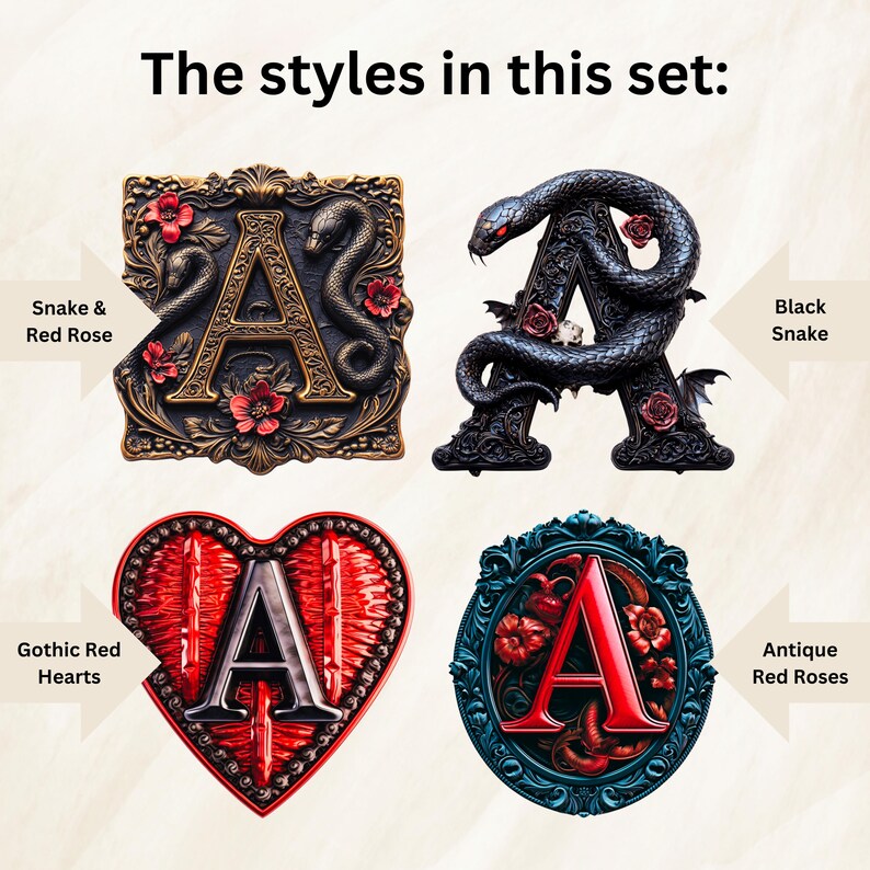Gothic Alphabet Letter Cut Outs: Printable Junk Journal Stickers (PDF ...