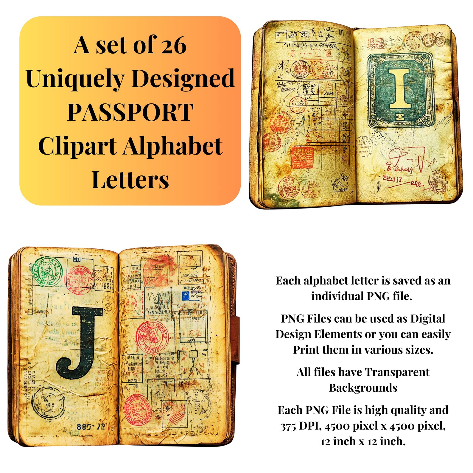 Passport Clipart Alphabet Letters | World Travel PNG Lettering Images ...