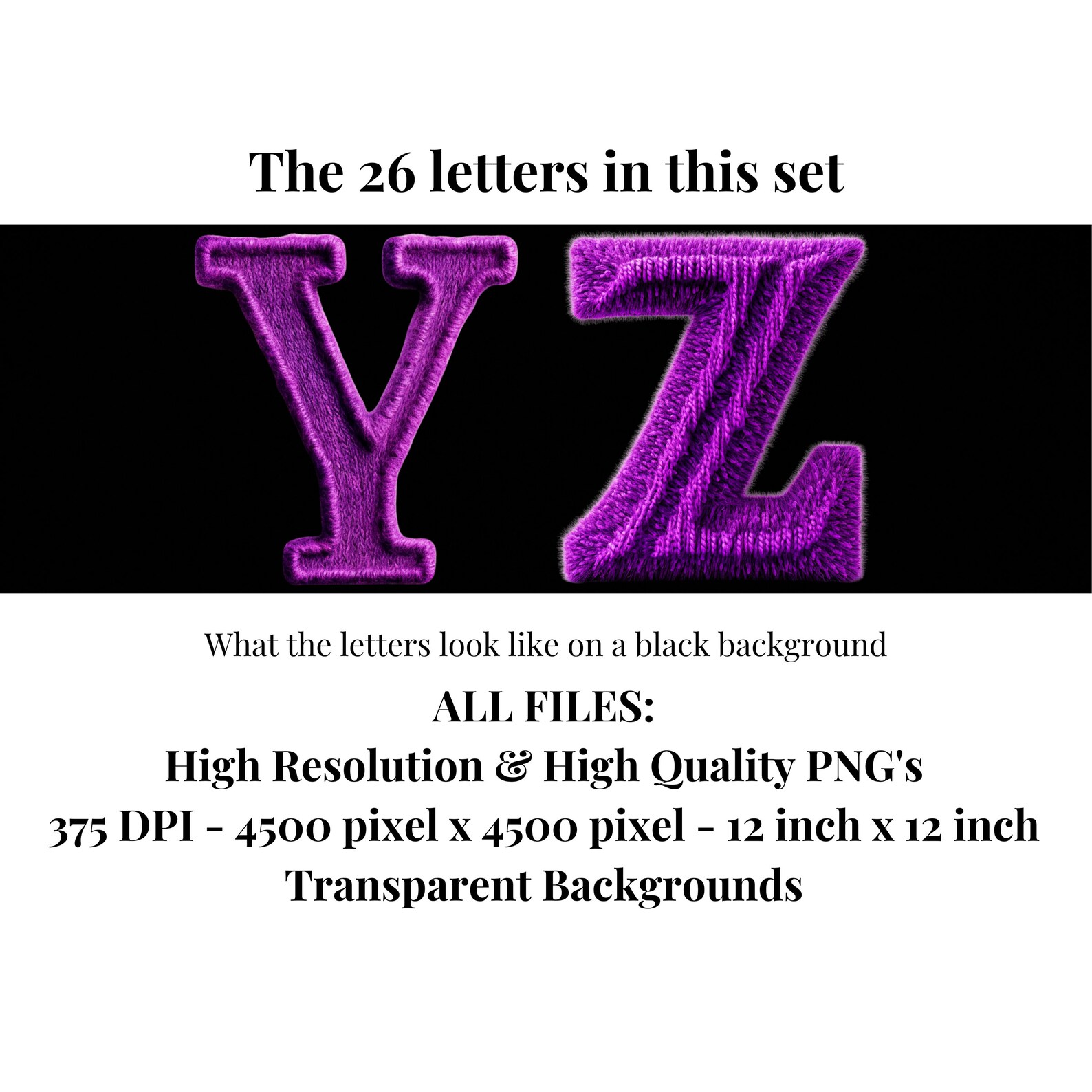 Knitted PNG Letter Set | Purple Wool Alphabet Lettering | Crafty Fonts ...