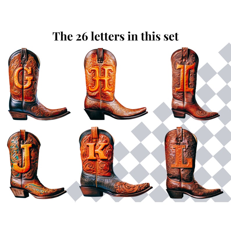 Cowboy Cowgirl Boot Clipart Alphabet Letters PNG (Instant Download) - Etsy