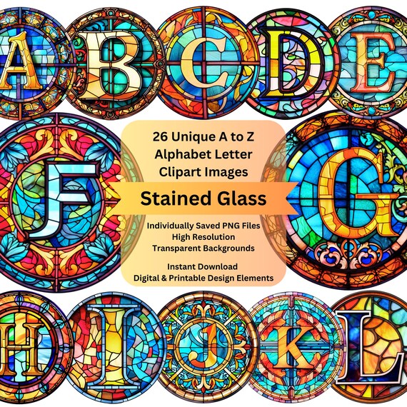 Old Stained Glass Patterns Alphabet