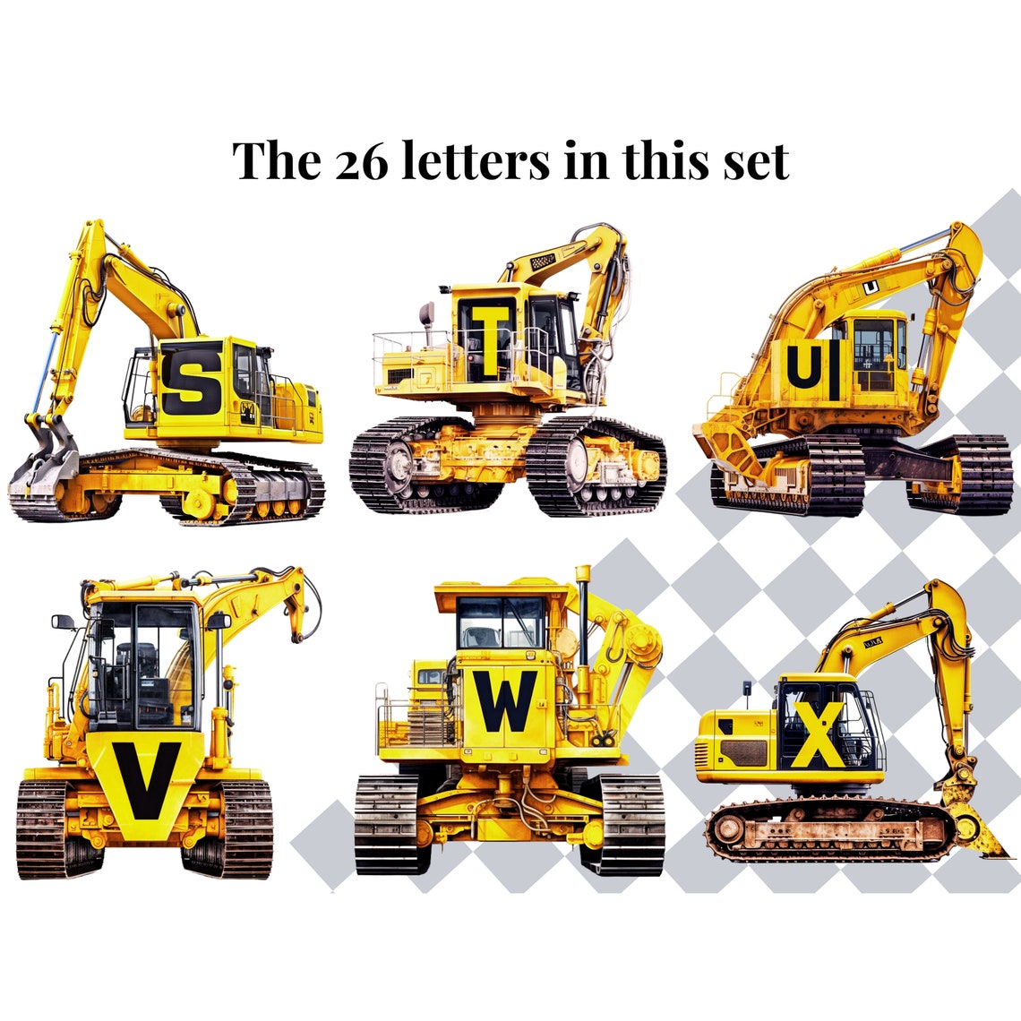Construction Clipart Alphabet Letters PNG File for Machinery Digital ...