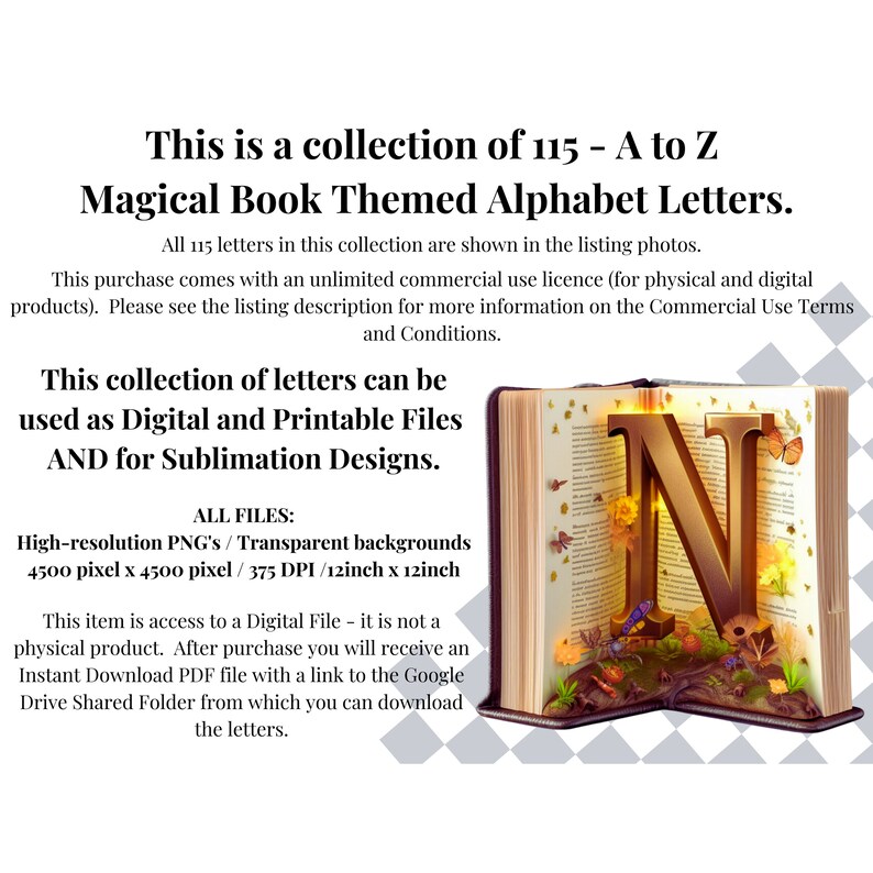 Book Clipart Alphabet Letters PNG Files for Fantasy Library ...