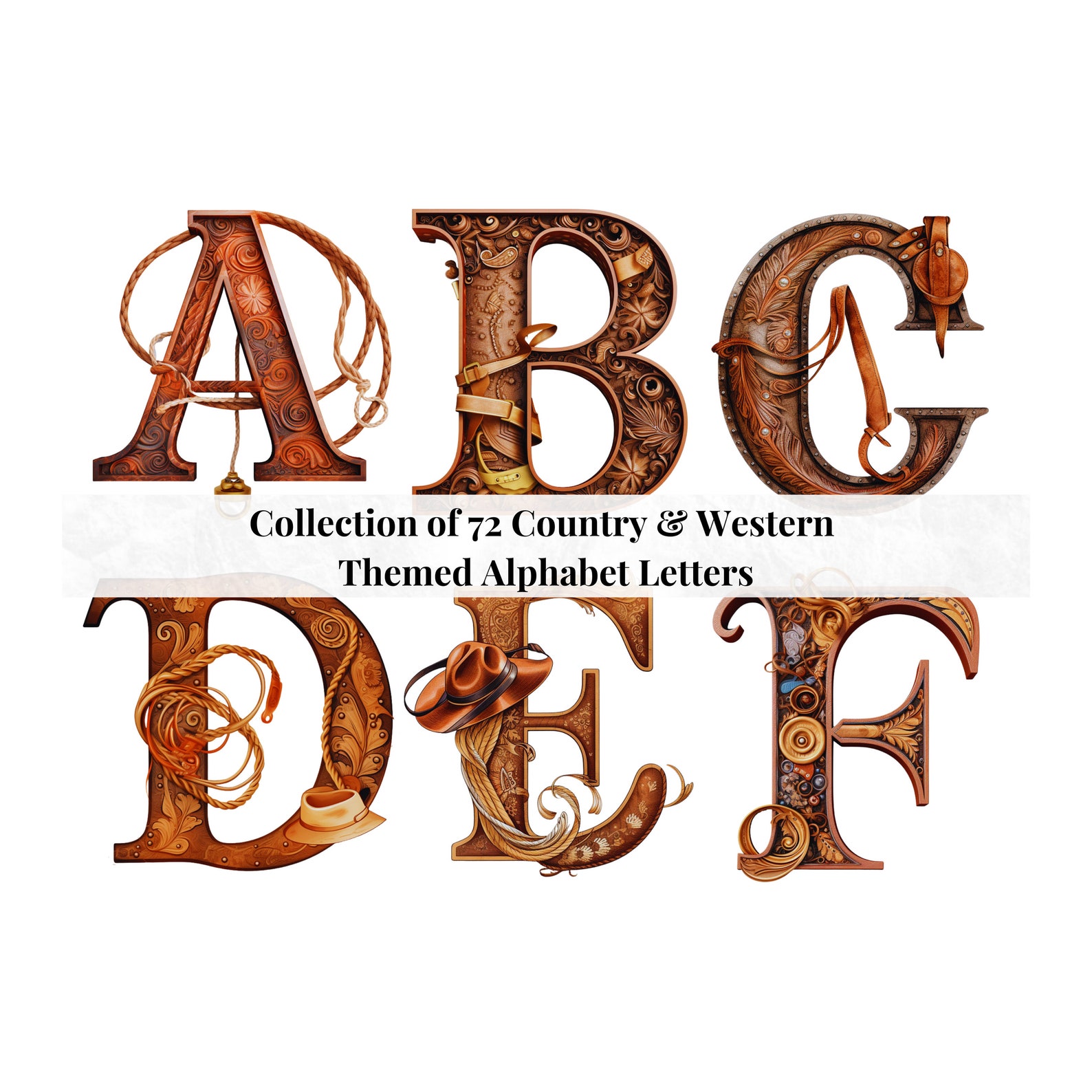 AZ Letters to Print Western Theme Fonts Clipart Alphabet PNG - Etsy ...