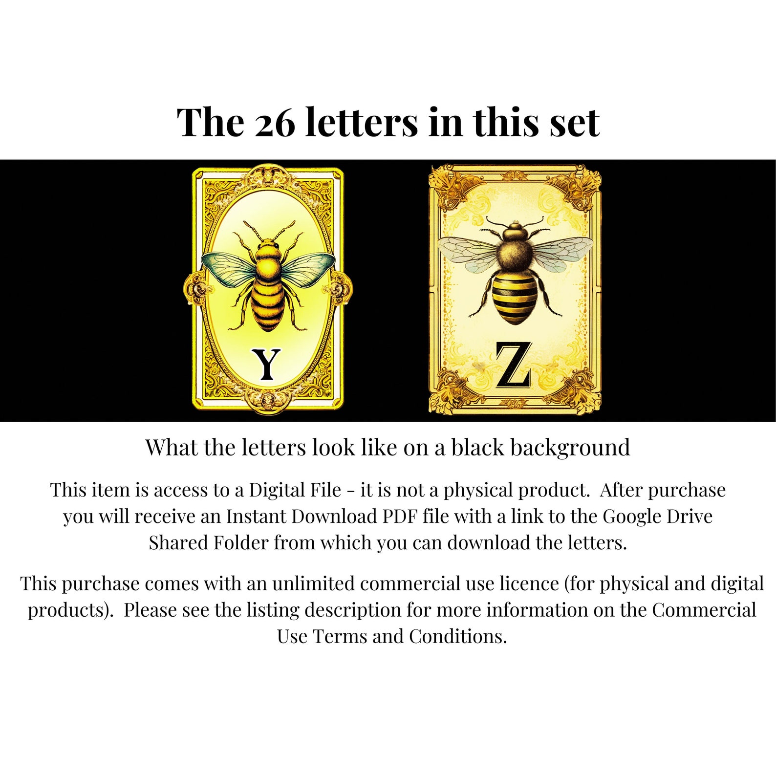 Vintage Bee Clipart Alphabet: Transparent PNG Letter Stickers (digital ...
