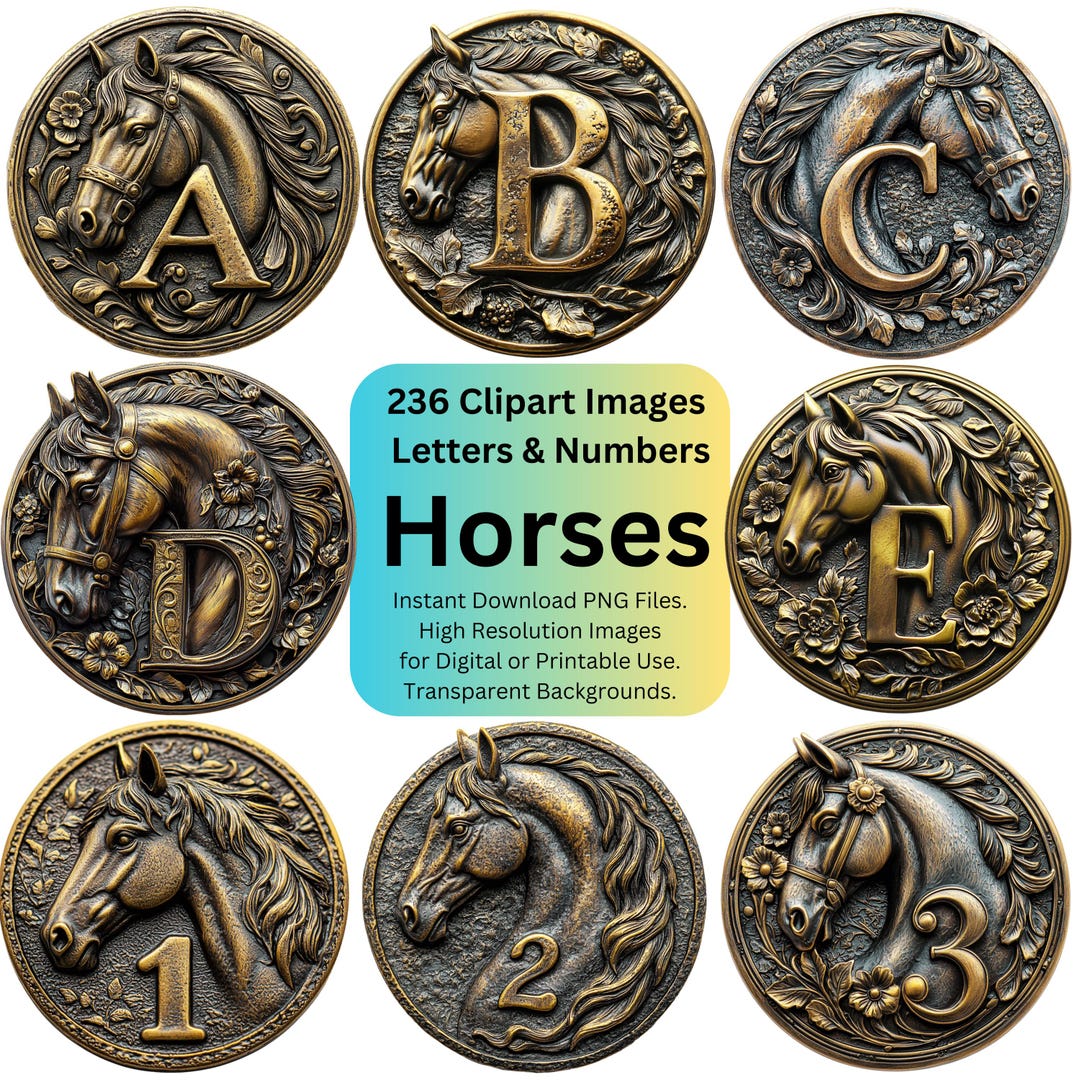 Horse Clipart Alphabet Letters PNG Files, Country and Western Cowgirl ...