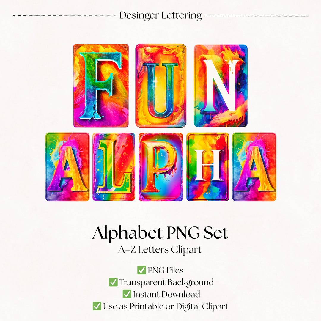 Rainbow Clipart Letters | Colorful Alphabet Set | Decorative Fonts ...
