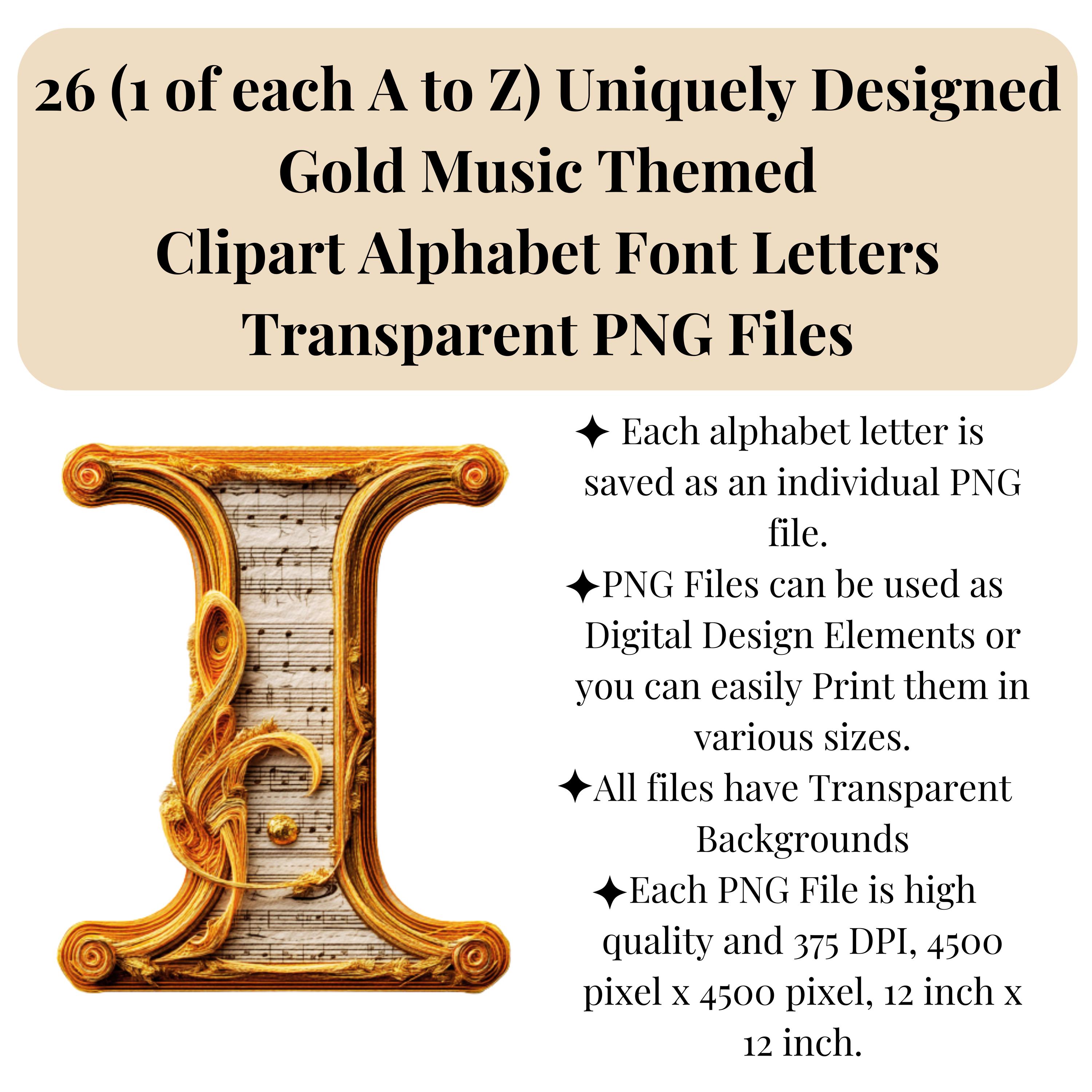 Music Clipart Alphabet Letters | Retro Musical Font PNG | Digital ...