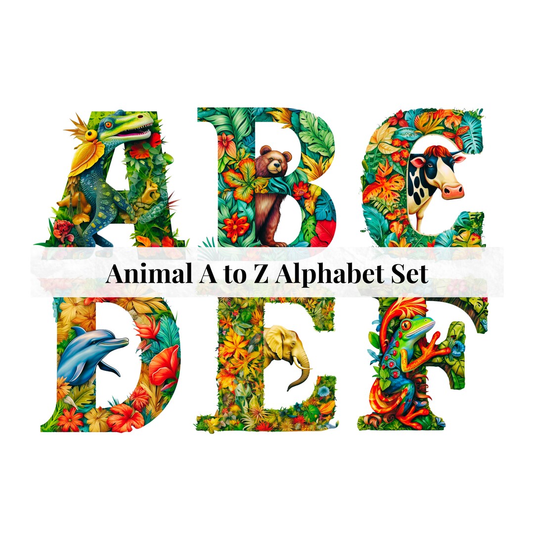Jungle Animal Alphabet Clipart Commercial Use Digital Art for Banners ...