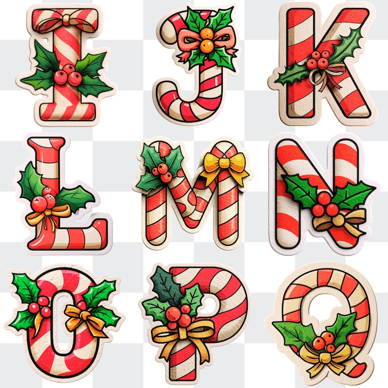 Candy Cane Clipart Alphabet Letters and Numbers | PNG Christmas Fonts ...