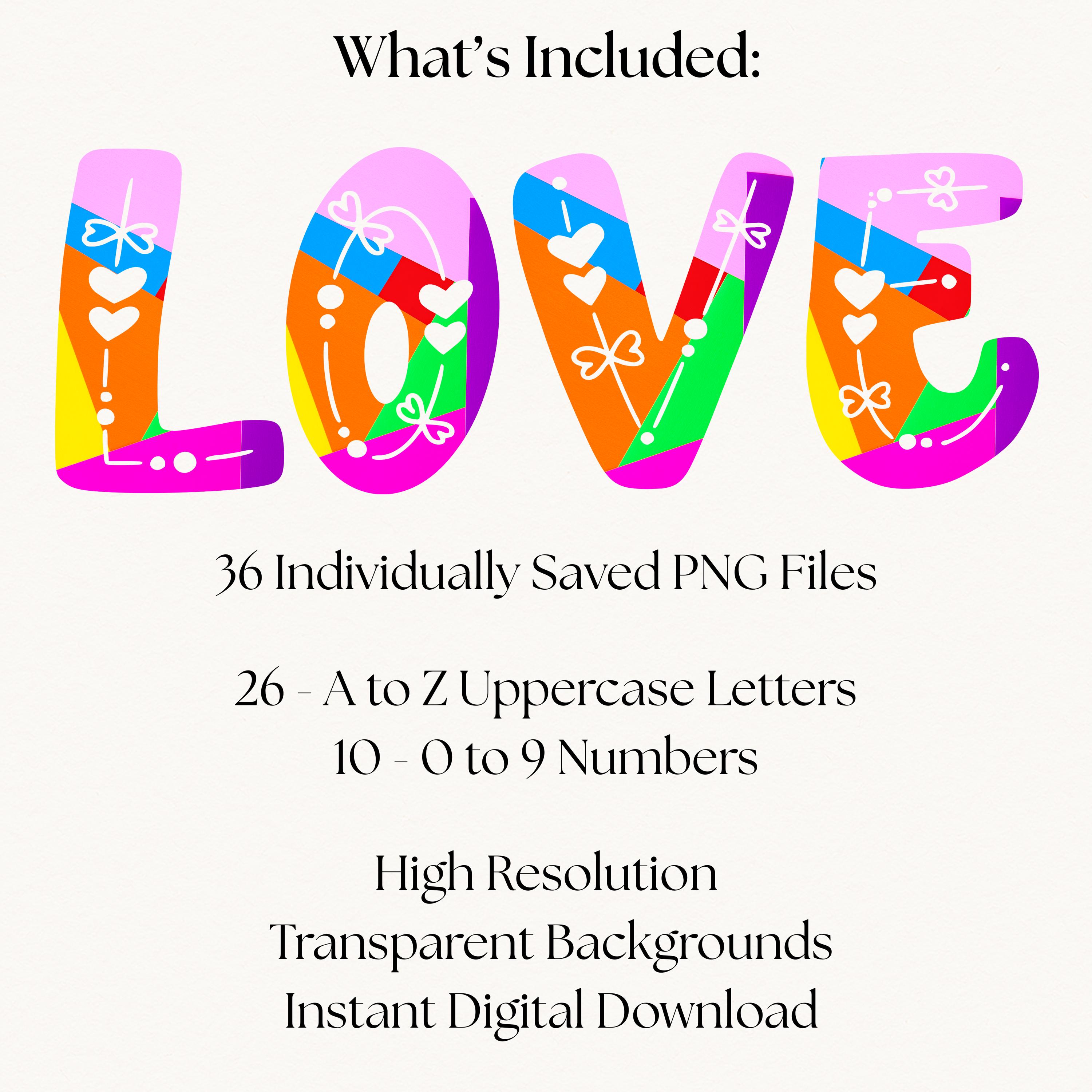 Bright Multicolour Doodle Alphabet PNG, Decorative Rainbow Letters ...