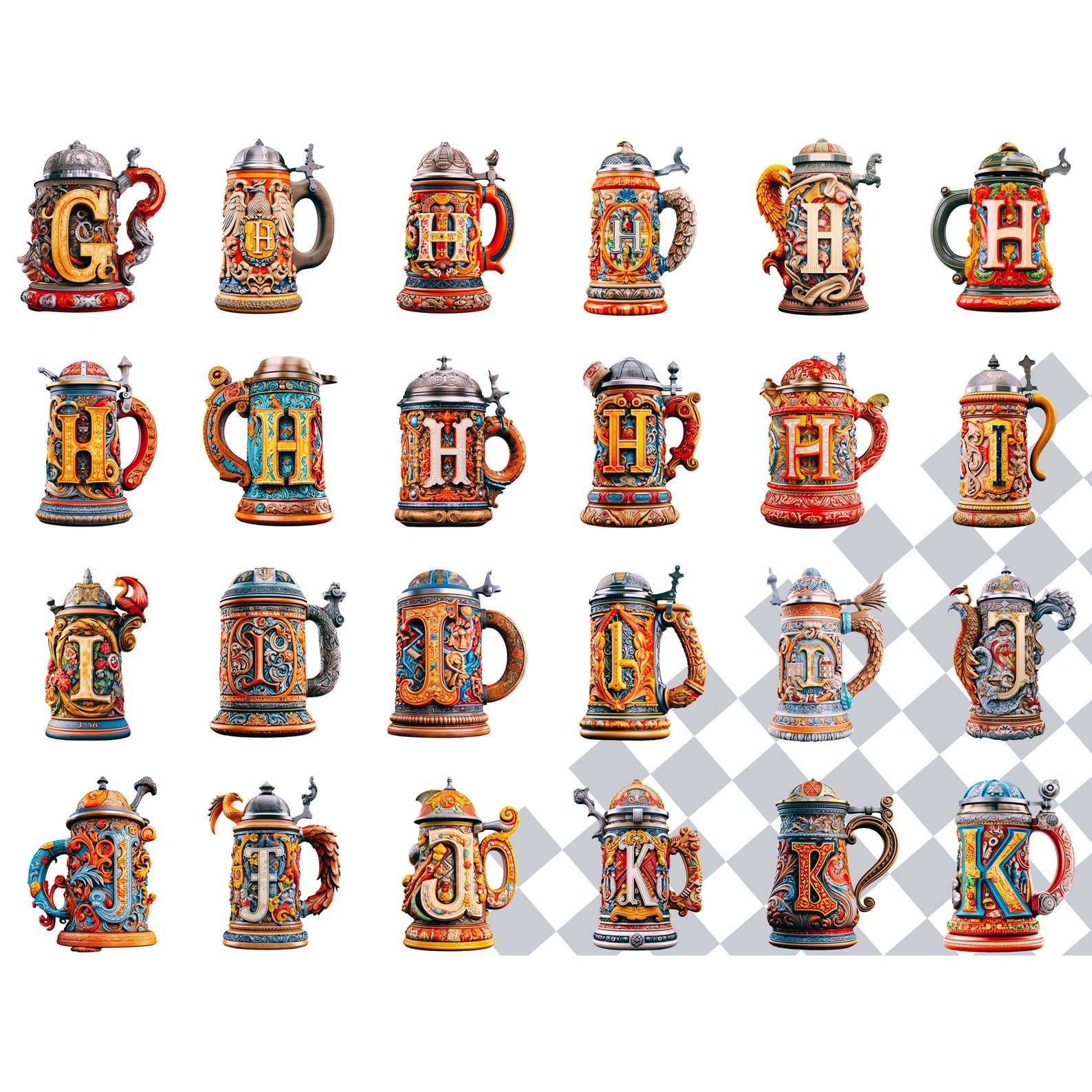 Beer Stein Clipart Letters | Alcohol PNG Alphabet Fonts | Oktoberfest ...