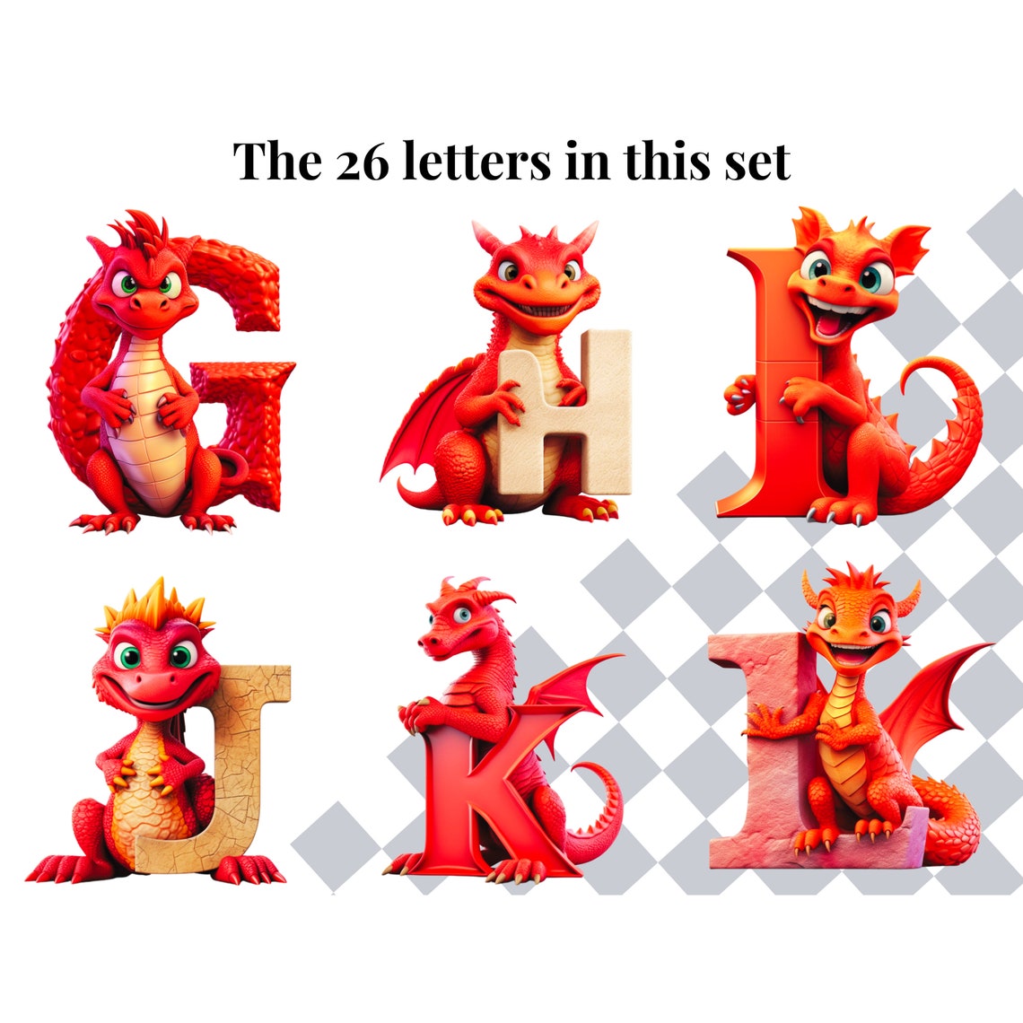 Dragon Clipart Alphabet Letters PNG for Animal Alphabet Decorative ...