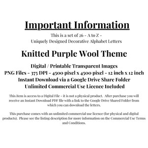 Knitted PNG Letter Set | Purple Wool Alphabet Lettering | Crafty Fonts ...