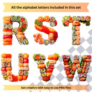 Sushi Clipart Alphabet Letters | Japanese Food PNG Images | Digital ...