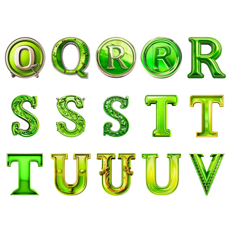 Retro Clipart Alphabet Letters | PNG Lime Green Fonts | Neon Typography ...