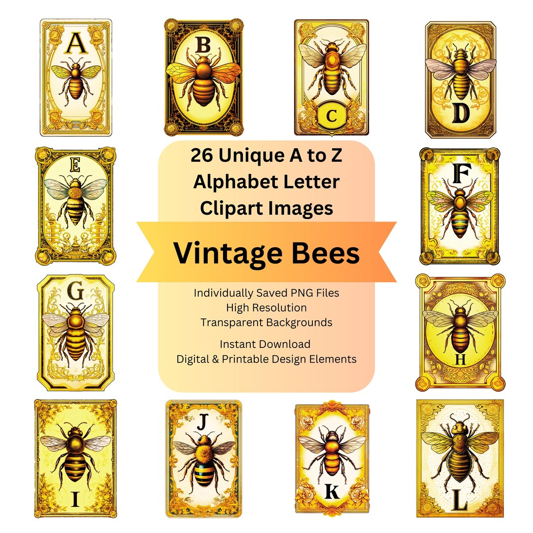 Bee Digital Download for Printable Paper Alphabet Letters, Bee Stickers ...