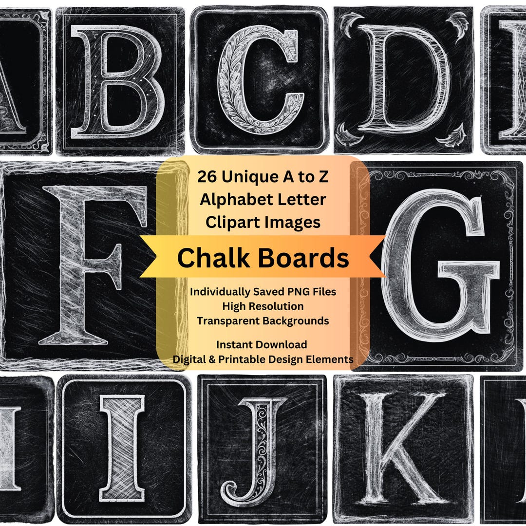 Chalkboard Alphabet Clipart: PNG Letter Set (digital Download) - Etsy UK