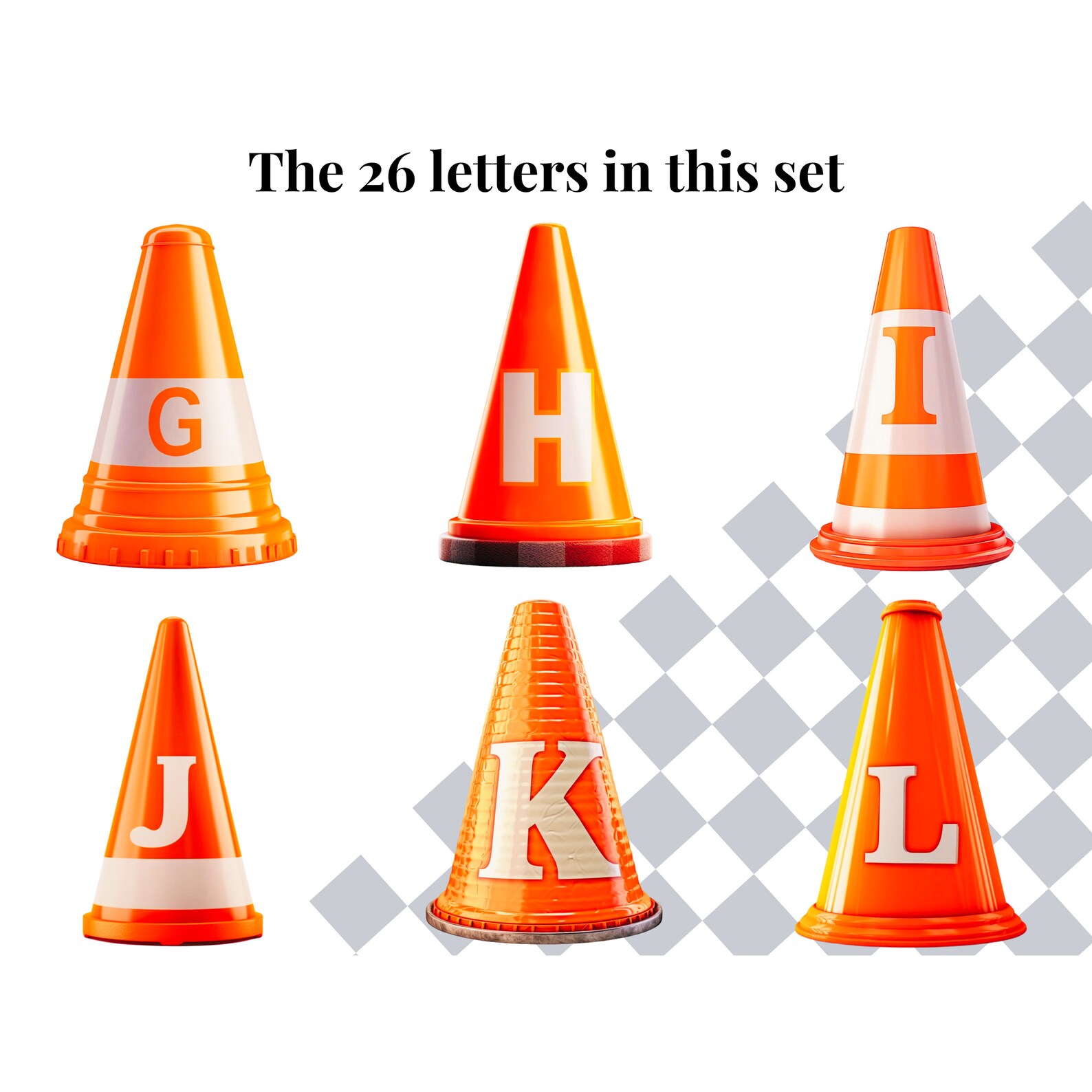 Traffic Cone Clipart Alphabet Letters PNG File for Construction Digital ...