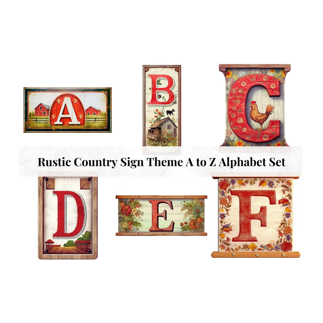 Rustic Clipart Alphabet Letters PNG Files for Country and - Etsy