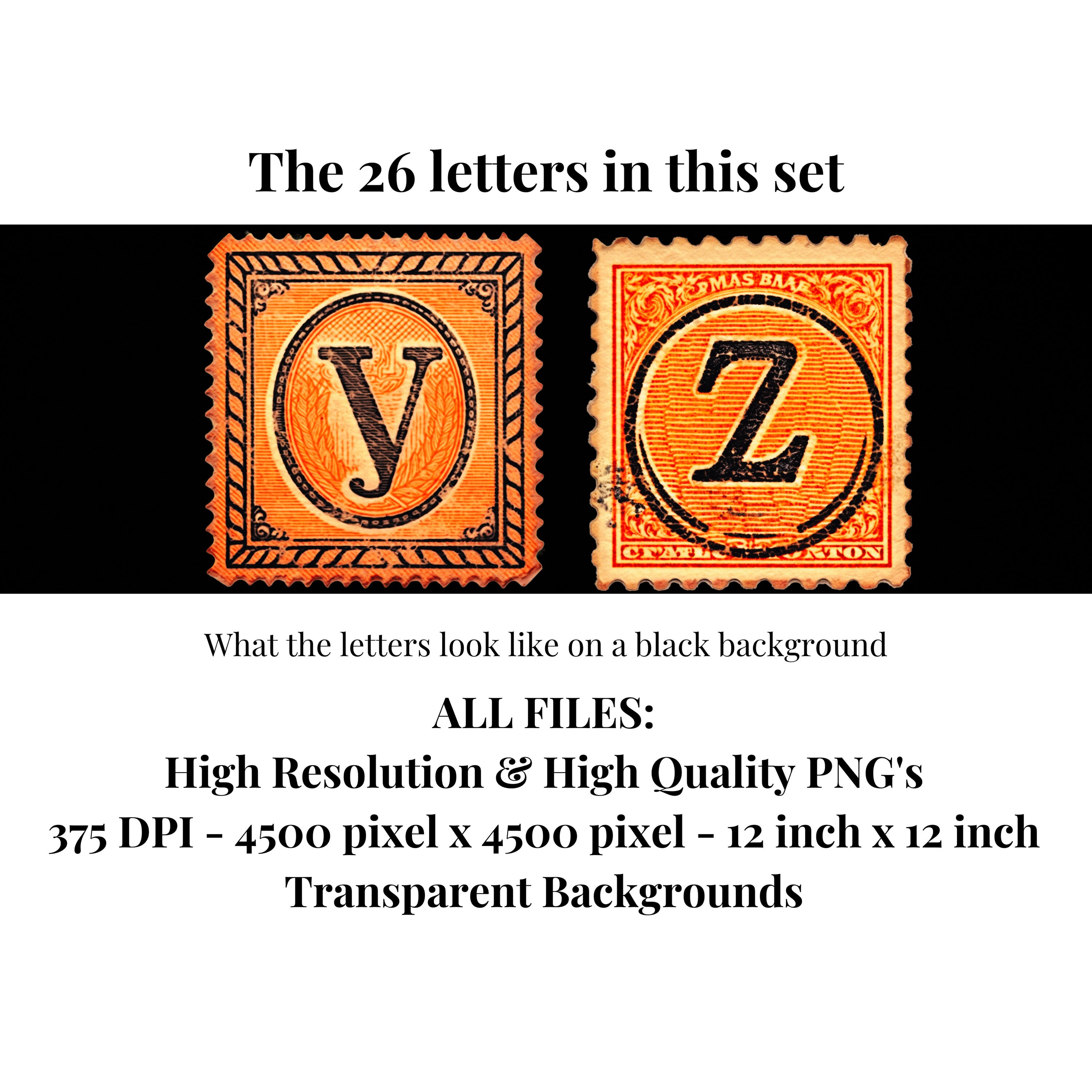 Postage Stamp Clipart Alphabet Letters PNG Files for Digital Download ...