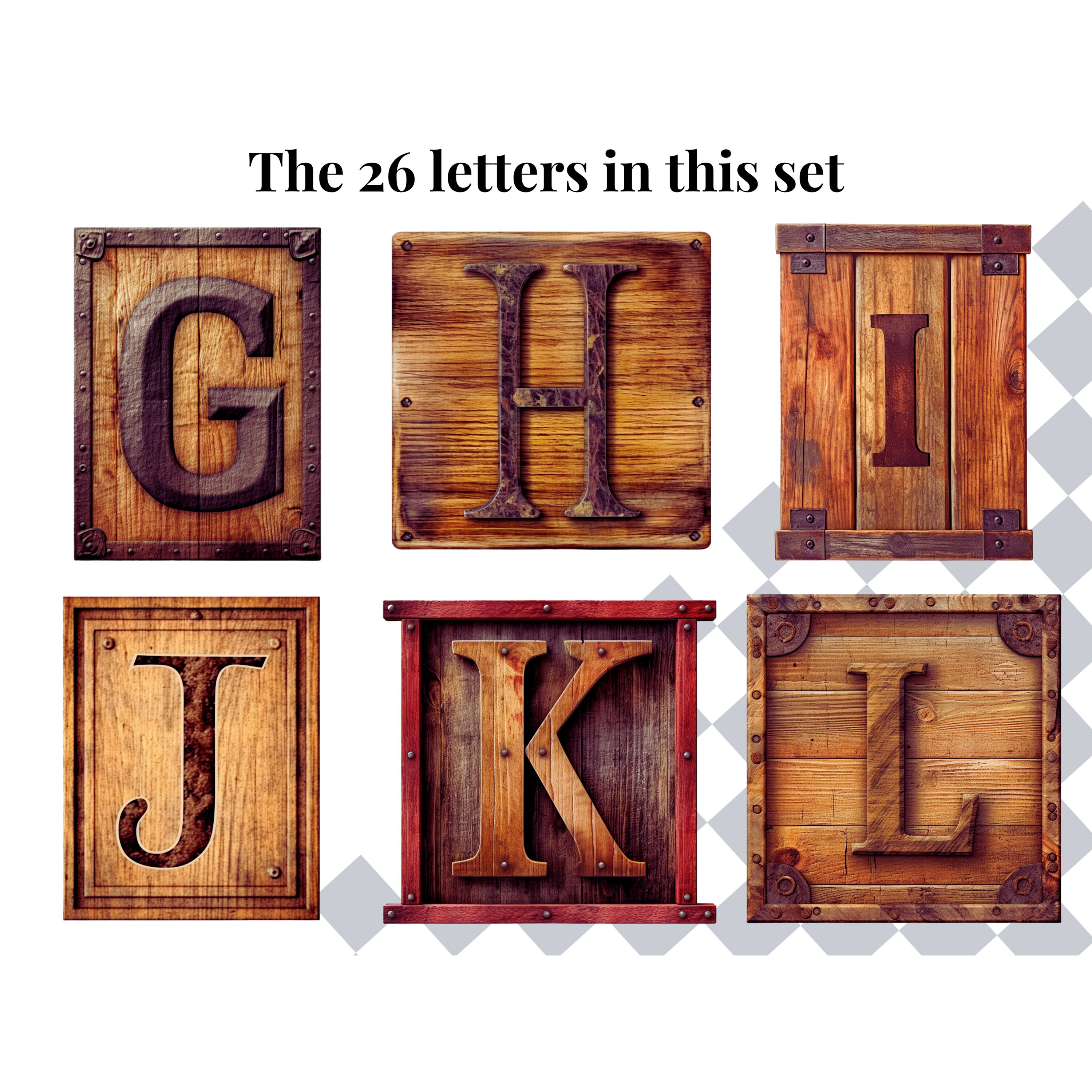 Wooden Printable Alphabet Letters and Numbers for Clipart PNG Designs ...