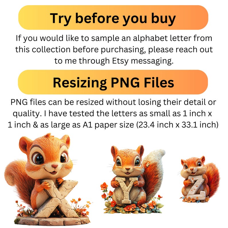 Woodland Animal Clipart Letters | Squirrel Alphabet PNG Bundle ...
