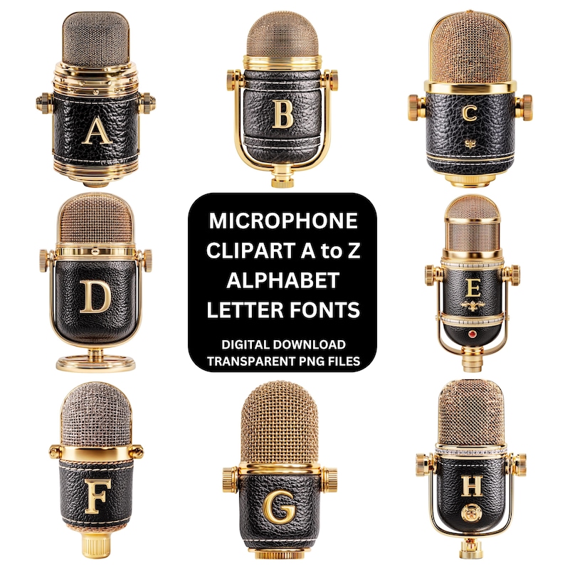 Music Clipart Letters | Microphone Alphabet PNG Font Images | Fancy ...
