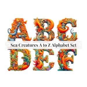 Under the Sea Clipart Alphabet Letters PNG Files for Digital Download ...