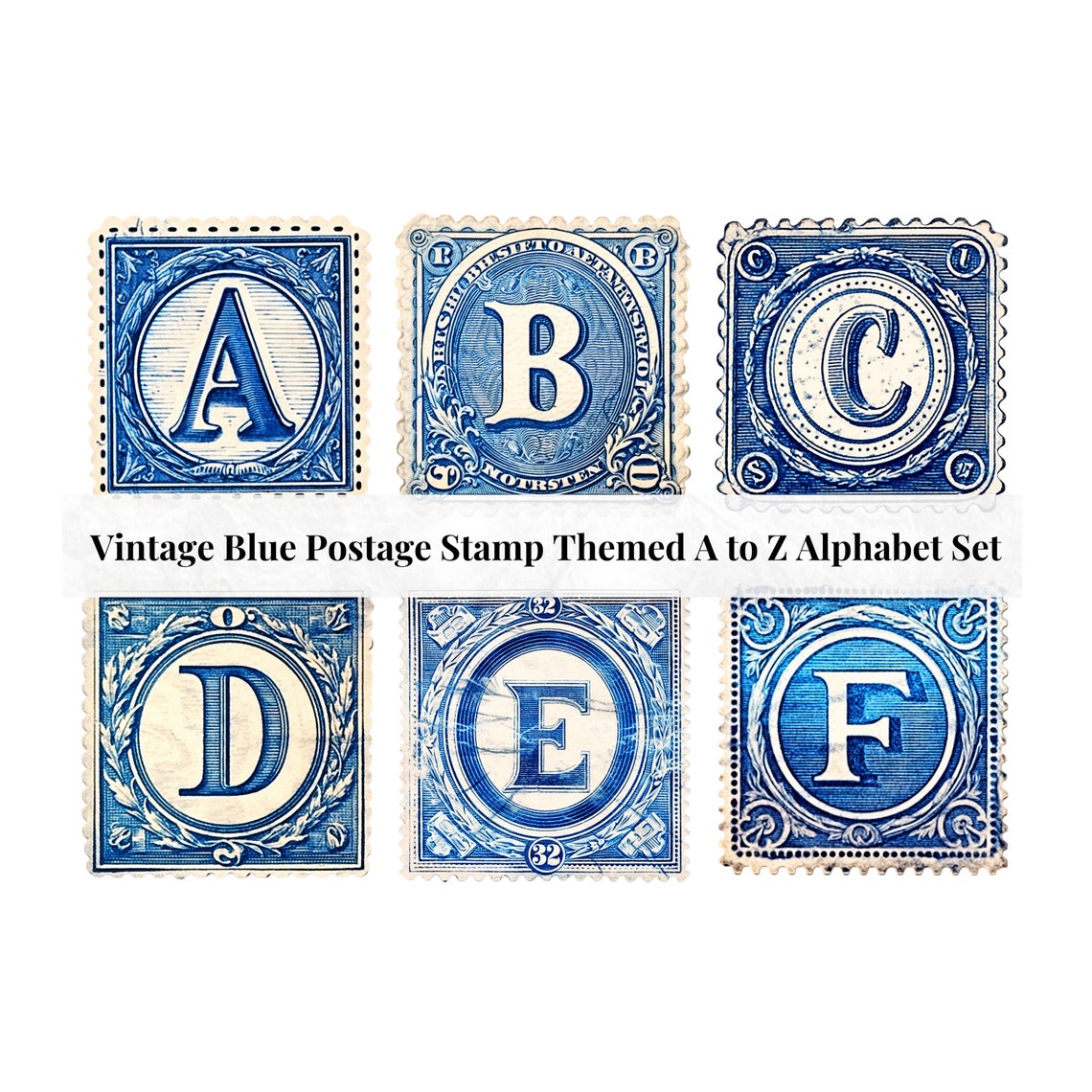 Postage Stamp Clipart Alphabet Letters PNG Files for Digital Download ...