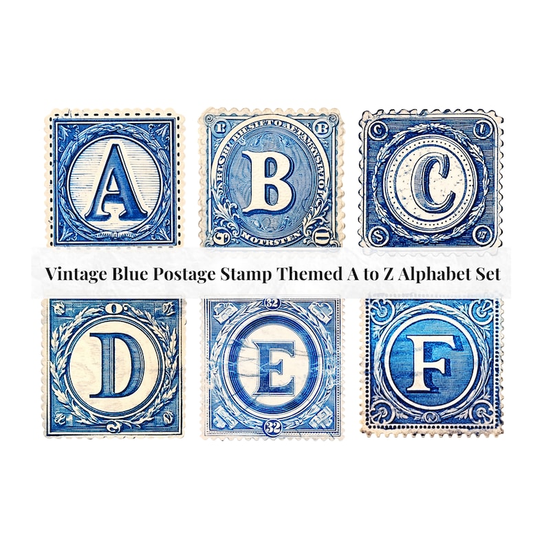 Postage Stamp Clipart Alphabet Letters PNG Files for Digital Download ...