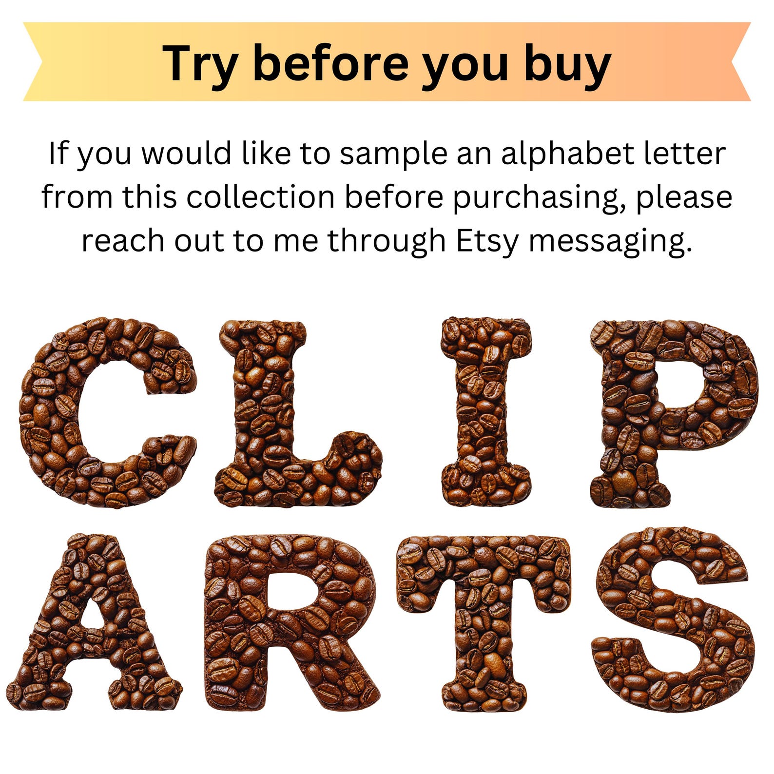 Coffee Bean Clipart Alphabet Letters, PNG Cafe Clipart, Commercial Use ...